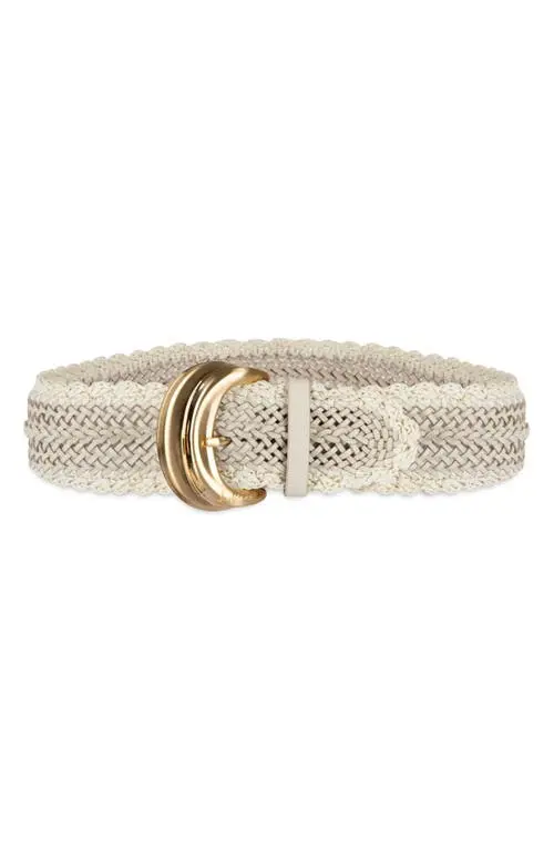 Sam Edelman Woven Leather & Raffia Wide Belt - Bone