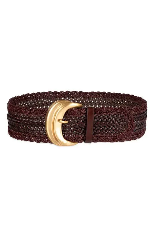 Sam Edelman Woven Leather & Raffia Wide Belt - Brown