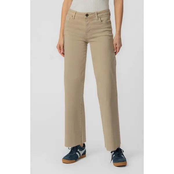 Kut From The Kloth Raw Hem Wide Leg Jeans - Oat
