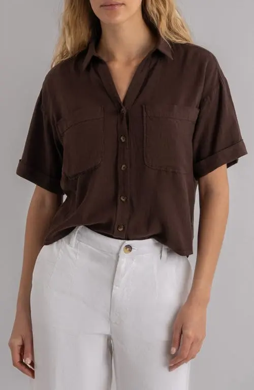 Kut From The Kloth Brianna Boxy Shirt - Chocolate