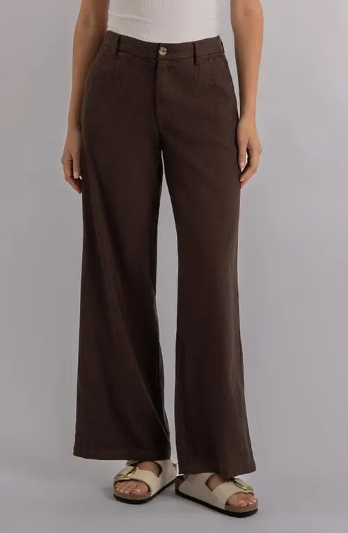 Kut From The Kloth High-waisted Wide Leg Linen-blend Pants - Chocolate