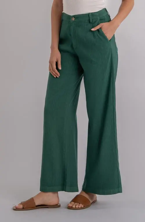 Kut From The Kloth High-waisted Wide Leg Linen-blend Pants - Jungle