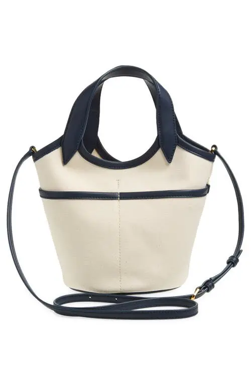 Veronica Beard Canvas Bucket Bag - Navy/ecru