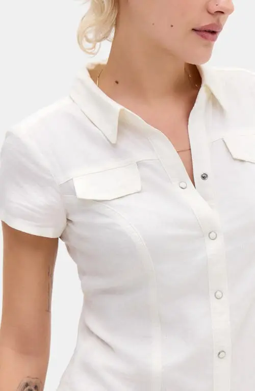 BDG URBAN OUTFITTERS Polly Linen Blend Button-up Top