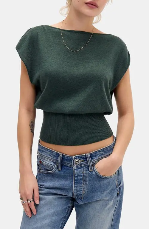 BDG URBAN OUTFITTERS Bailey Boat Neck Knit Crop Top - Khaki