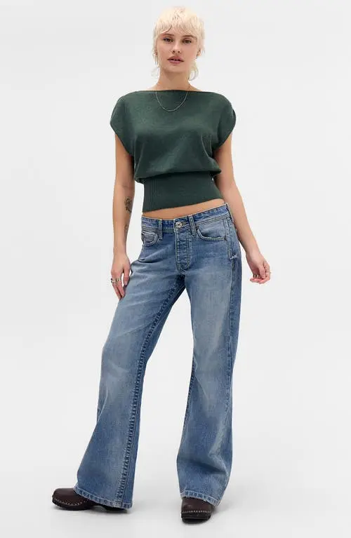 BDG URBAN OUTFITTERS Bailey Boat Neck Knit Crop Top - Khaki