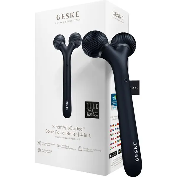 GESKE Smartappguided Sonic Facial Roller | 4 In 1 - Black