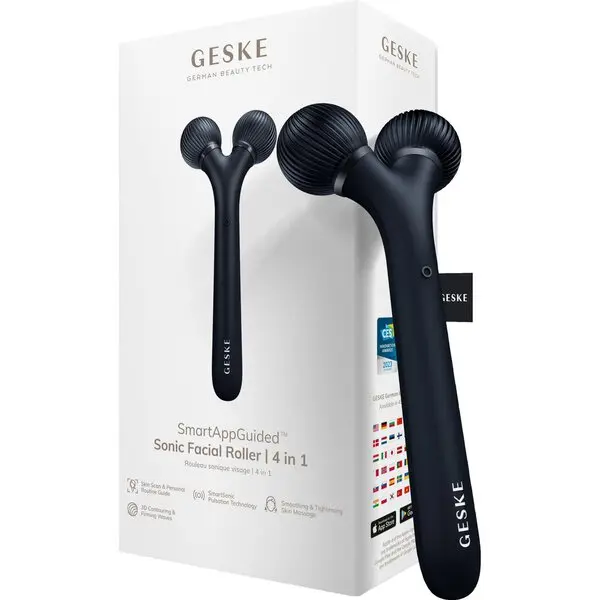 GESKE Smartappguided Sonic Facial Roller | 4 In 1 - Black