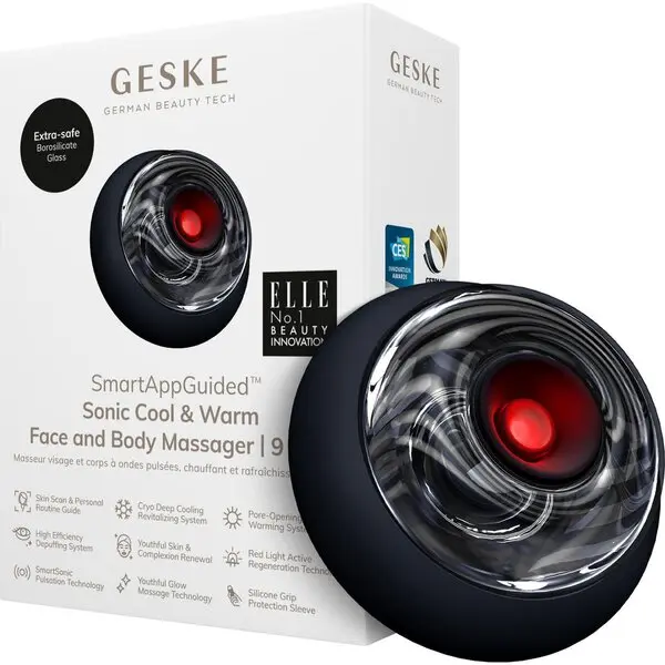 GESKE Smartappguided Sonic Cool & Warm Face And Body Massager | 9 In 1 - Black