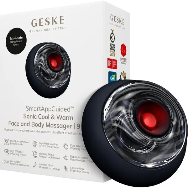 GESKE Smartappguided Sonic Cool & Warm Face And Body Massager | 9 In 1 - Black
