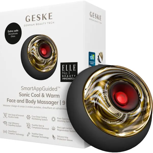 GESKE Smartappguided Sonic Cool & Warm Face And Body Massager | 9 In 1 - Gray