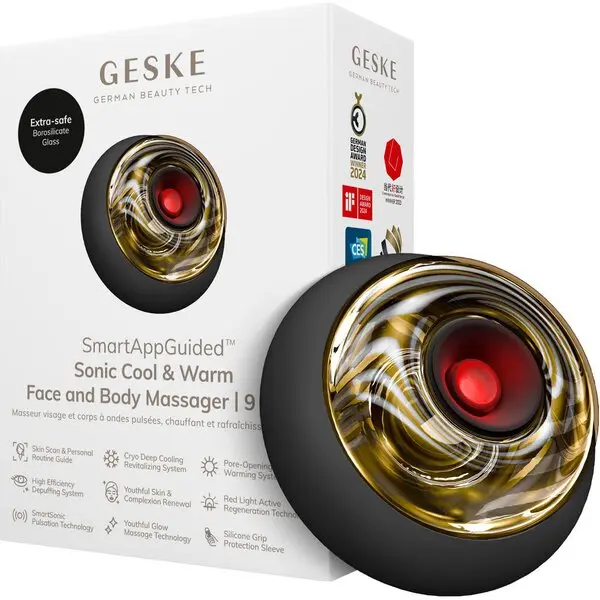 GESKE Smartappguided Sonic Cool & Warm Face And Body Massager | 9 In 1 - Gray