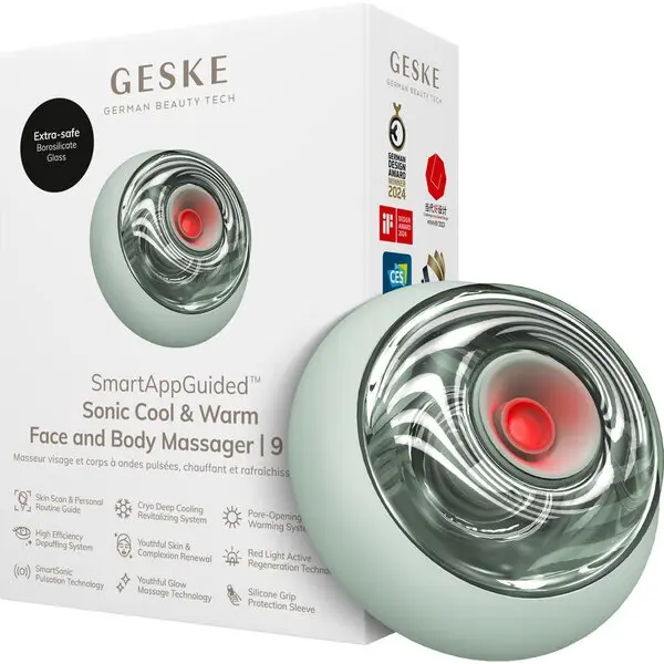 GESKE Smartappguided Sonic Cool & Warm Face And Body Massager | 9 In 1 - Green
