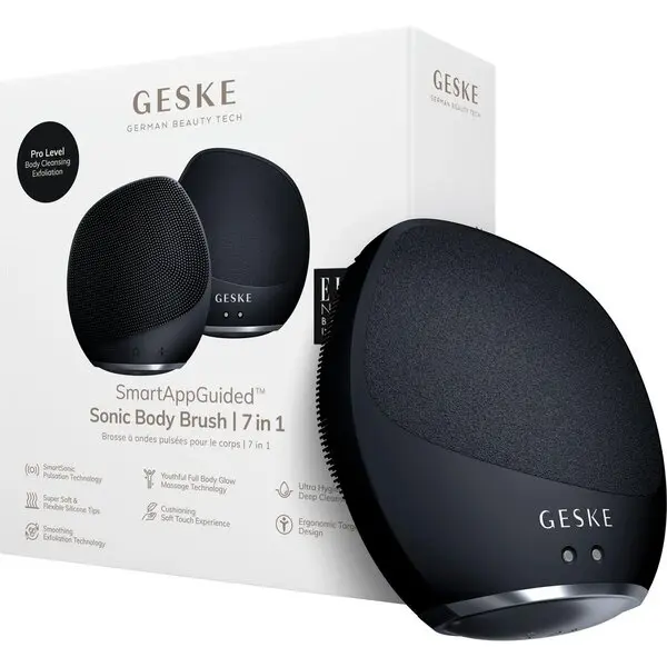 GESKE Smartappguided Sonic Body Brush & Intensive Exfoliator | 7 In 1 - Black