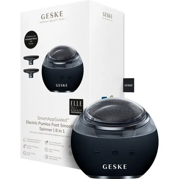 GESKE Smartappguided Electric Pumice Foot Smoothing Spinner | 8 In 1 - Black