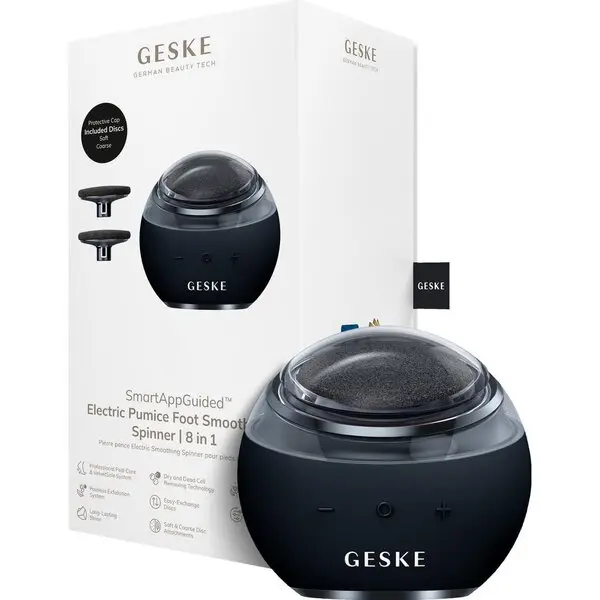 GESKE Smartappguided Electric Pumice Foot Smoothing Spinner | 8 In 1 - Black
