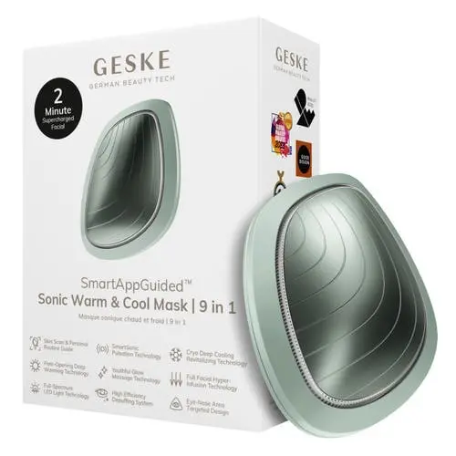 GESKE Smartappguided Sonic Warm & Cool Mask | 9 In 1 - Green