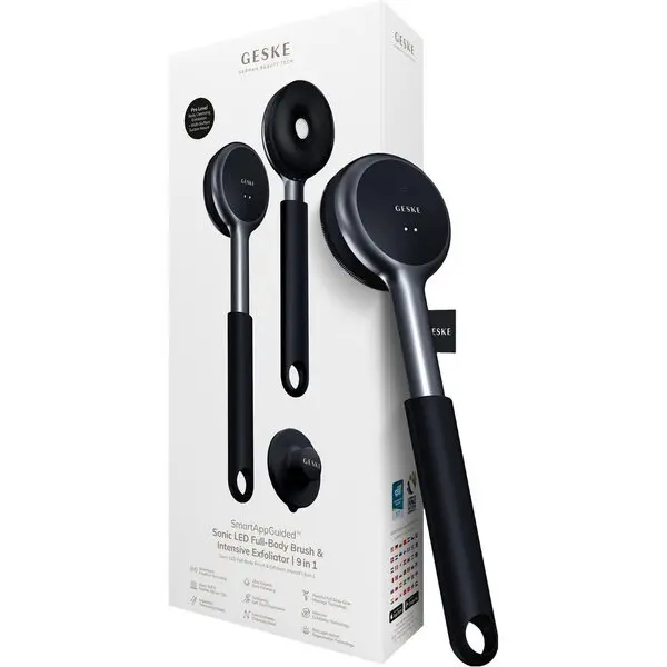GESKE Smartappguided Sonic Led Full-body Brush & Intensive Exfoliator | 9 In 1 - Black