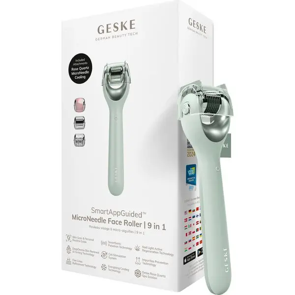 GESKE Smartappguided Microneedle Face Roller | 9 In 1 - Green