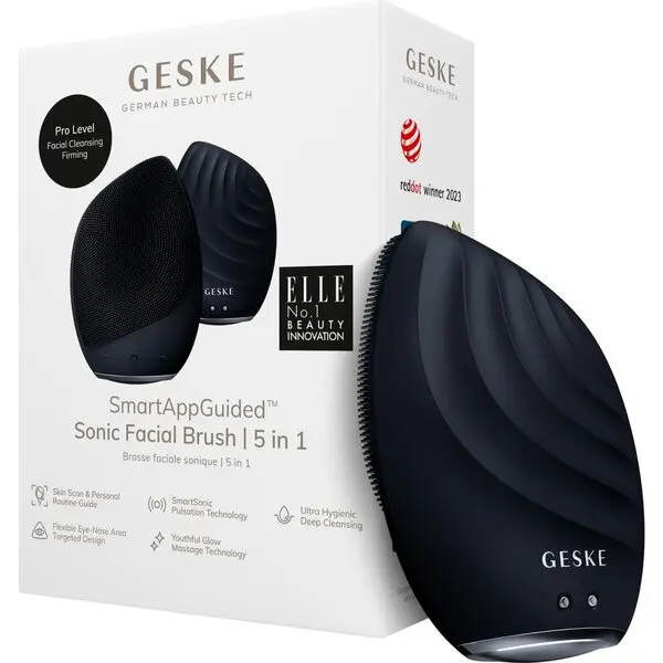 GESKE Smartappguided Sonic Facial Brush | 5 In 1 - Black