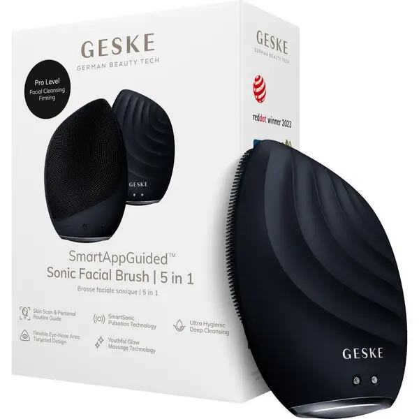 GESKE Smartappguided Sonic Facial Brush | 5 In 1 - Black