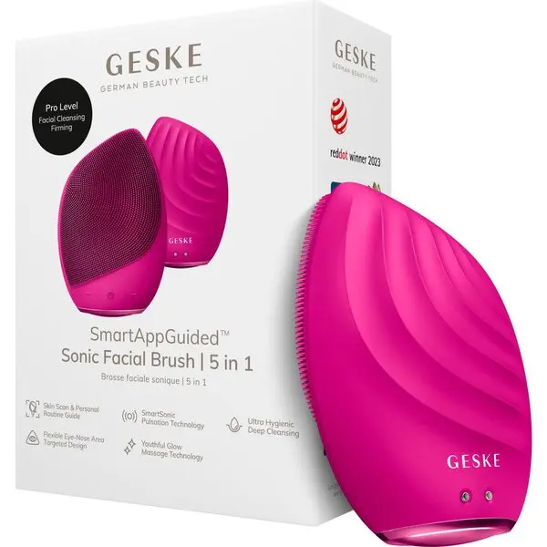 GESKE Smartappguided Sonic Facial Brush | 5 In 1 - Magenta