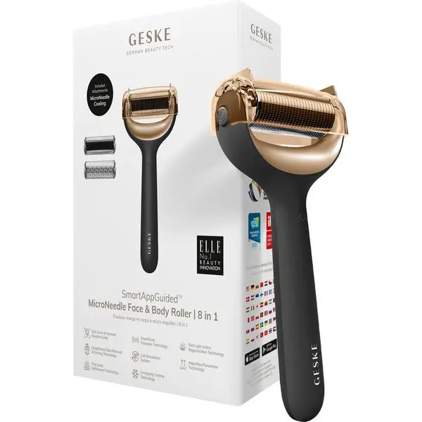 GESKE Smartappguided Microneedle Face & Body Roller | 8 In 1 - Gray