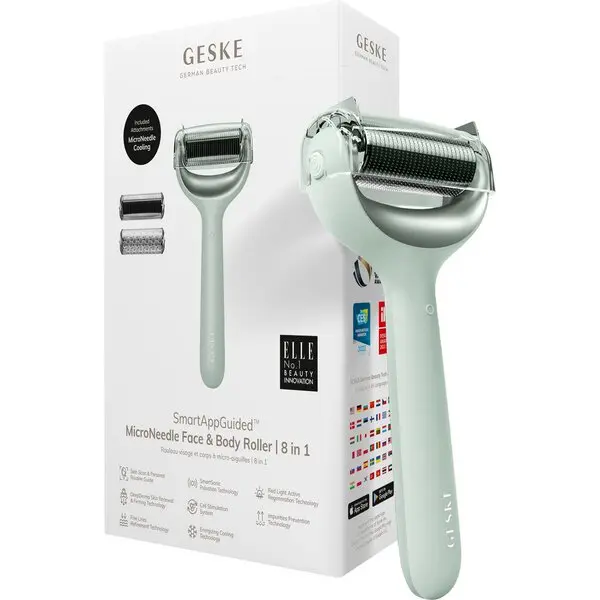 GESKE Smartappguided Microneedle Face & Body Roller | 8 In 1 - Green