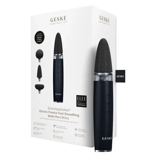GESKE Smartappguided Electric Pumice Foot Smoothing Multi-pen | 8 In 1 - Black
