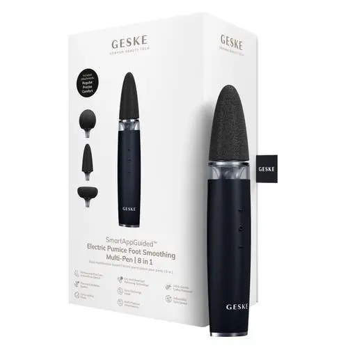 GESKE Smartappguided Electric Pumice Foot Smoothing Multi-pen | 8 In 1 - Black