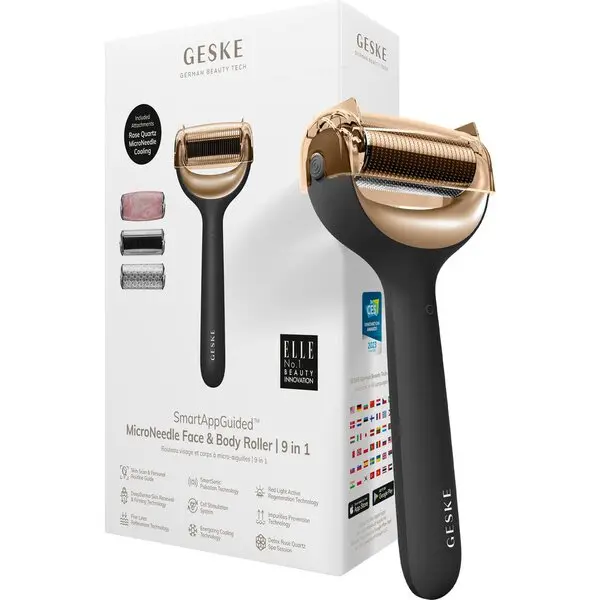 GESKE Smartappguided Microneedle Face & Body Roller | 9 In 1 - Gray