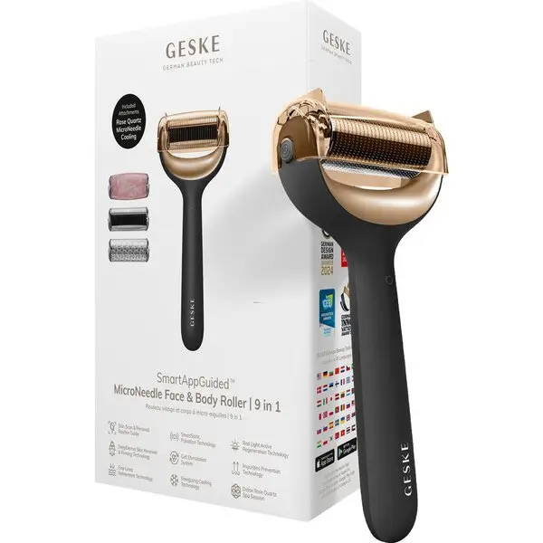 GESKE Smartappguided Microneedle Face & Body Roller | 9 In 1 - Gray