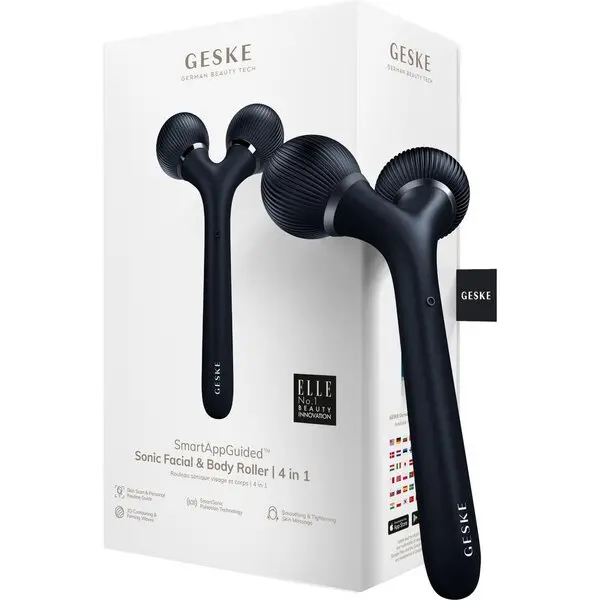 GESKE Smartappguided Sonic Facial & Body Roller | 4 In 1 - Black