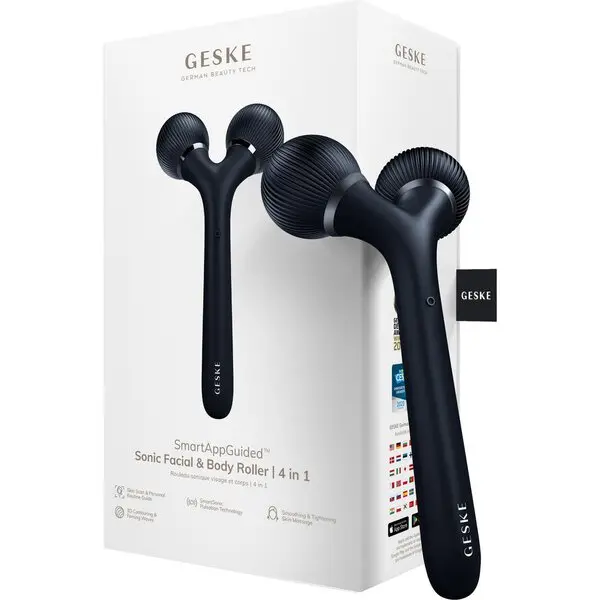 GESKE Smartappguided Sonic Facial & Body Roller | 4 In 1 - Black