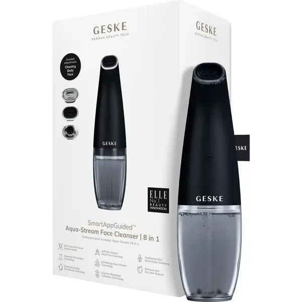 GESKE Smartappguided Aqua-stream Face Cleanser | 8 In 1 - Black