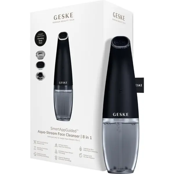 GESKE Smartappguided Aqua-stream Face Cleanser | 8 In 1 - Black