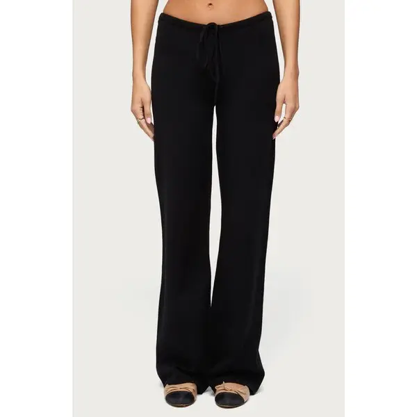 EDIKTED Low Rise Knit Drawstring Pants - Black