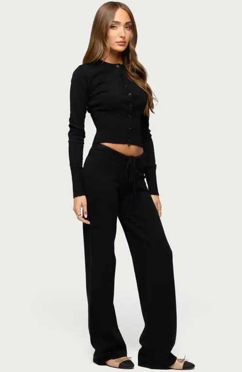 EDIKTED Low Rise Knit Drawstring Pants - Black