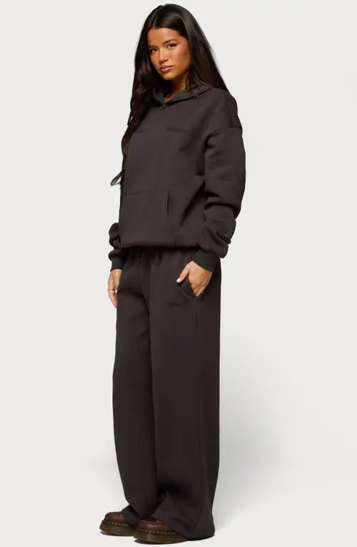 EDIKTED Low Rise Wide Leg Sweatpants - Dark-gray
