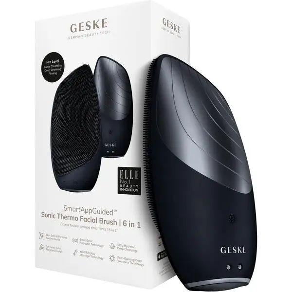 GESKE Smartappguided Sonic Thermo Facial Brush | 6 In 1 - Black