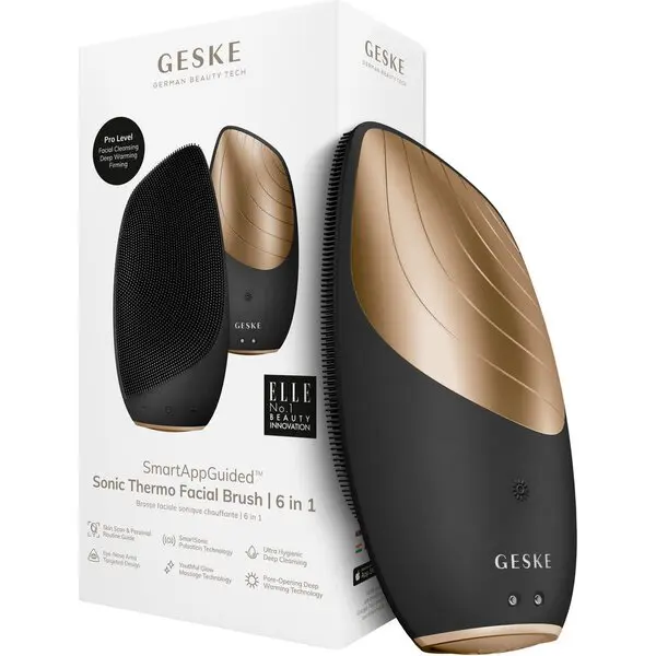 GESKE Smartappguided Sonic Thermo Facial Brush | 6 In 1 - Gray