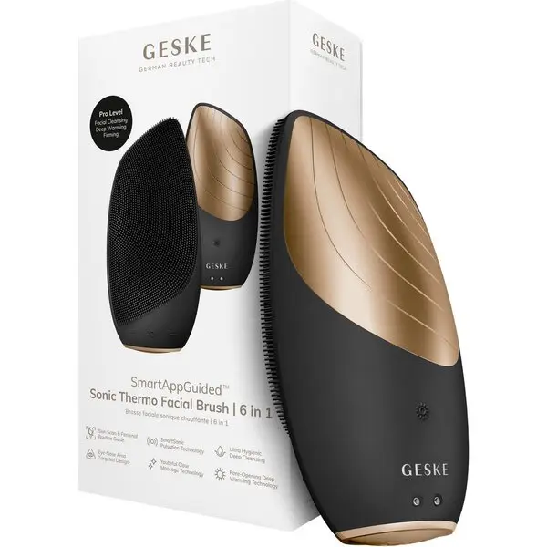 GESKE Smartappguided Sonic Thermo Facial Brush | 6 In 1 - Gray
