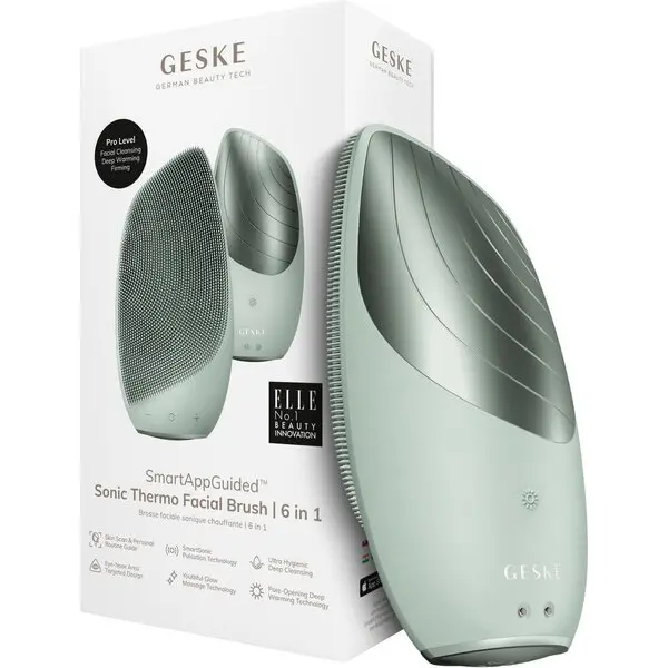 GESKE Smartappguided Sonic Thermo Facial Brush | 6 In 1 - Green