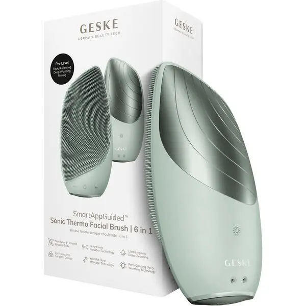 GESKE Smartappguided Sonic Thermo Facial Brush | 6 In 1 - Green