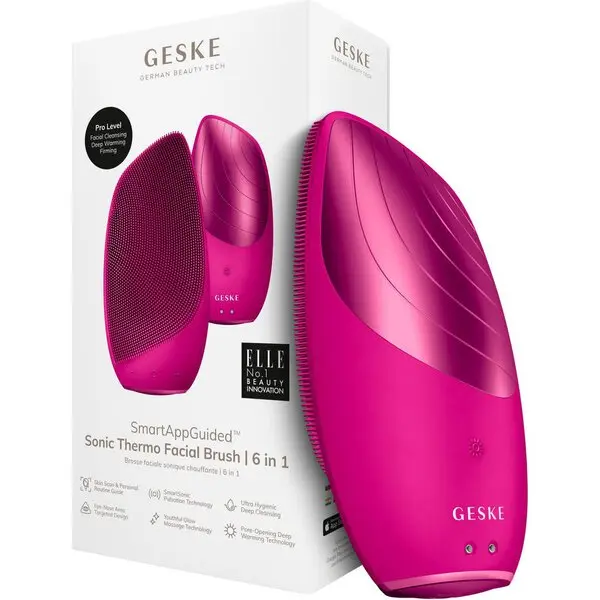 GESKE Smartappguided Sonic Thermo Facial Brush | 6 In 1 - Magenta