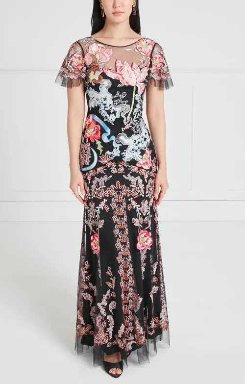 TEMPERLEY LONDON Bilbao Embroidered Gown - Black