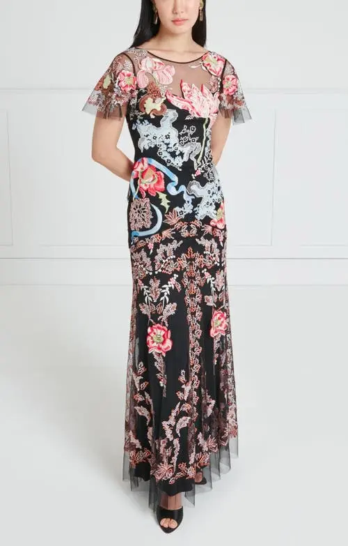 TEMPERLEY LONDON Bilbao Embroidered Gown - Black