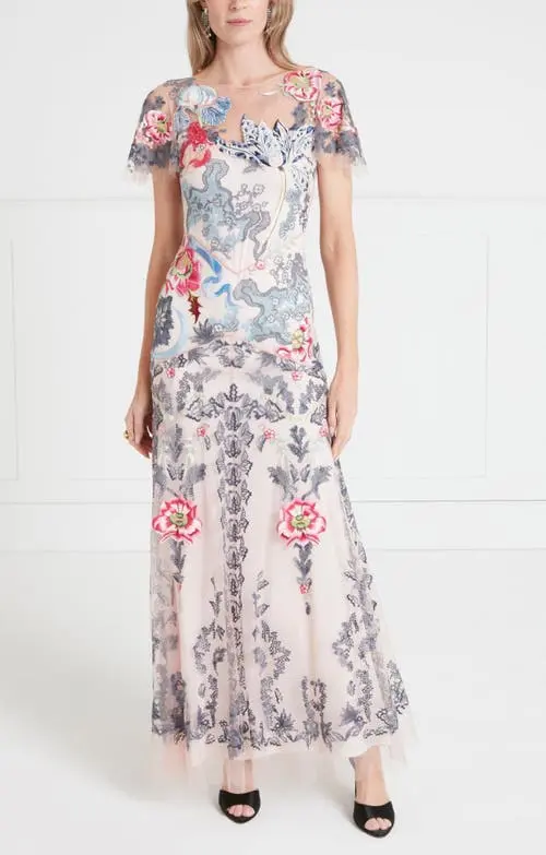 TEMPERLEY LONDON Bilbao Embroidered Gown - Rosewater