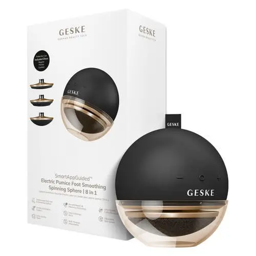 GESKE Smartappguided Electric Pumice Foot Smoothing Spinning Sphere | 8 In 1 - Gray