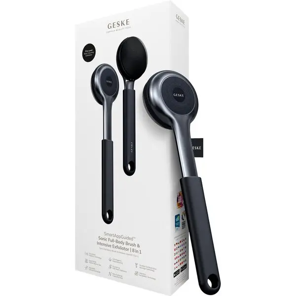 GESKE Smartappguided Sonic Full-body Brush & Intensive Exfoliator | 8 In 1 - Black